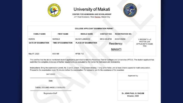 Admissions Pre-qualified Results - University of Makati - PH