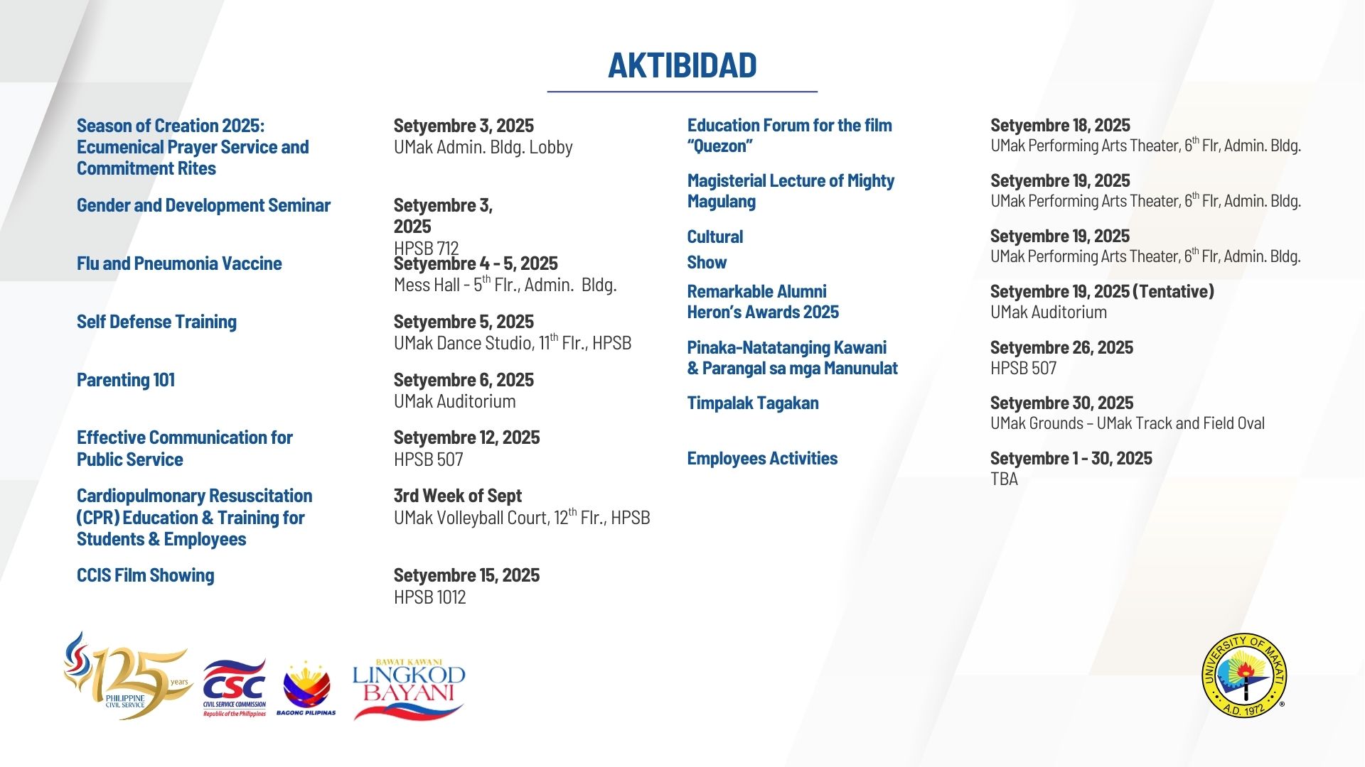 125th Civil Service Celebration - University of Makati - PH