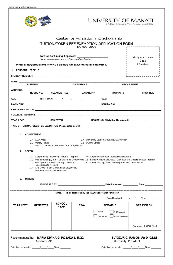 Scholarship Program Guidelines - University of Makati - PH